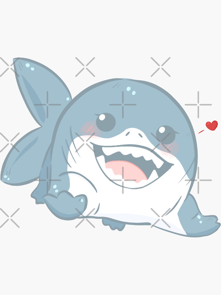 "Jeff the Shark- Heart" Sticker by MoxiesCorner | Redbubble