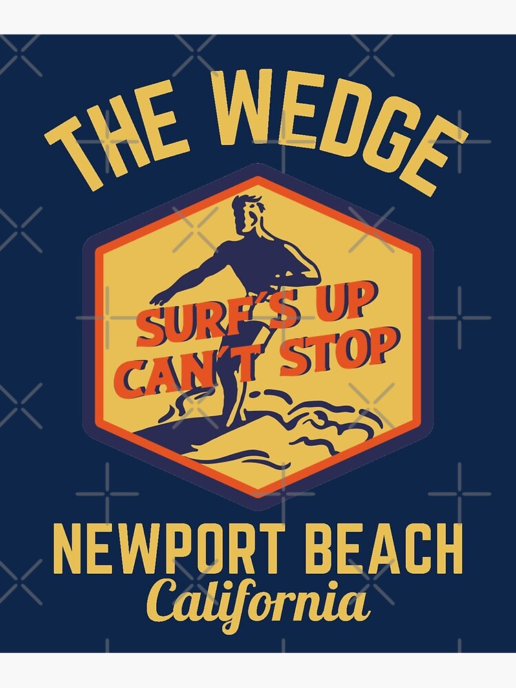 "Retro The Wedge Newport Beach California, Gold Text- Retro Beach ...