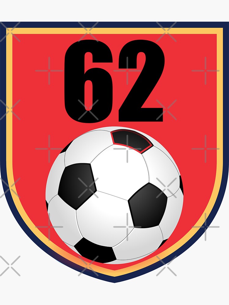 "number 62 (sixty two) soccer ball" Sticker by roartstreet | Redbubble
