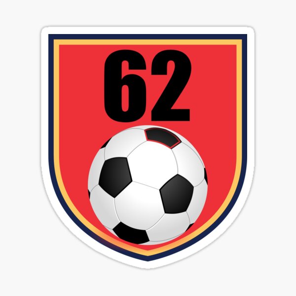 "number 62 (sixty two) soccer ball" Sticker by roartstreet | Redbubble