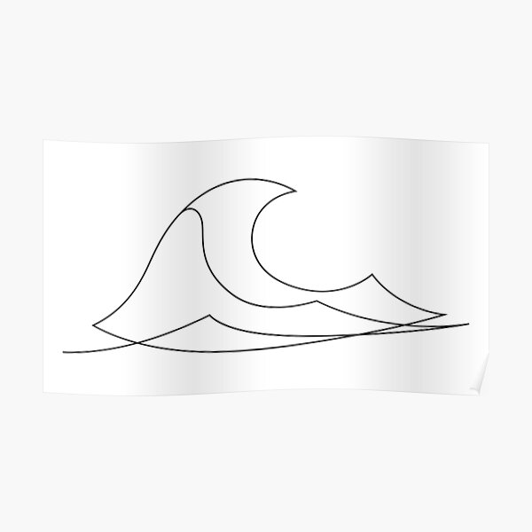 "Great Wave - One line art - W2" Poster for Sale by addillum | Redbubble