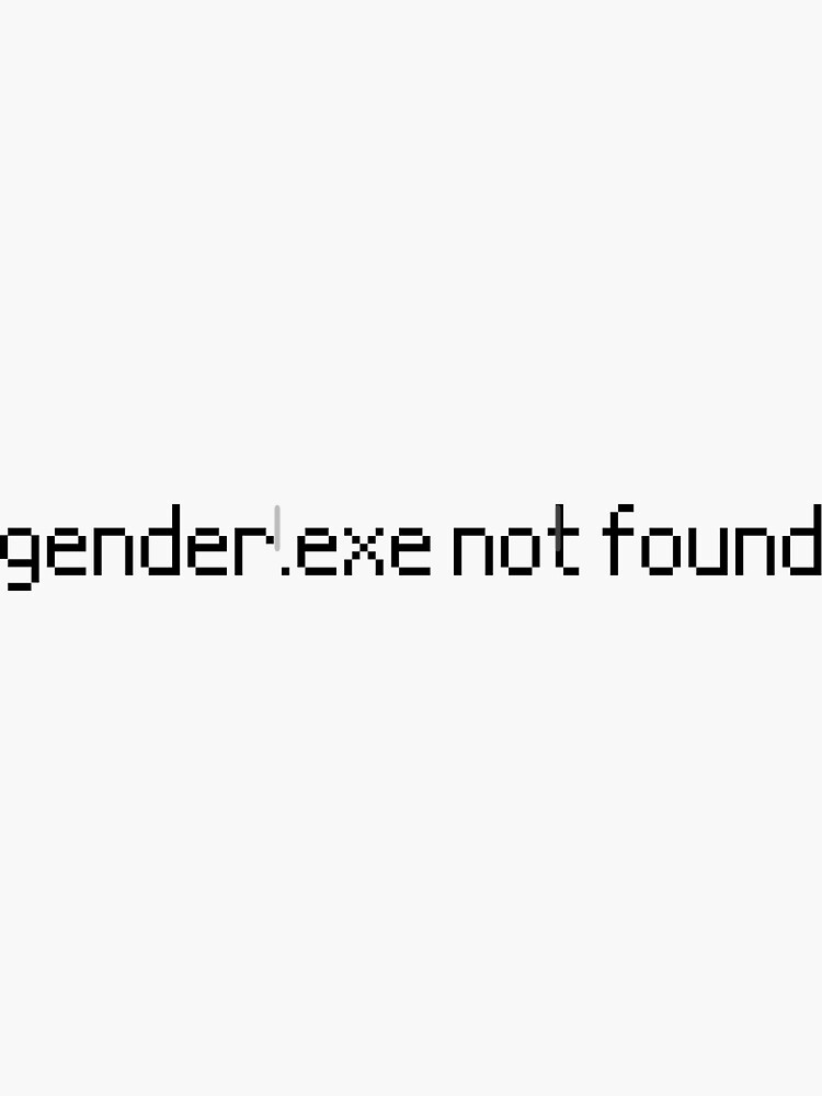 "gender.exe not found" Sticker for Sale by ezisblue | Redbubble