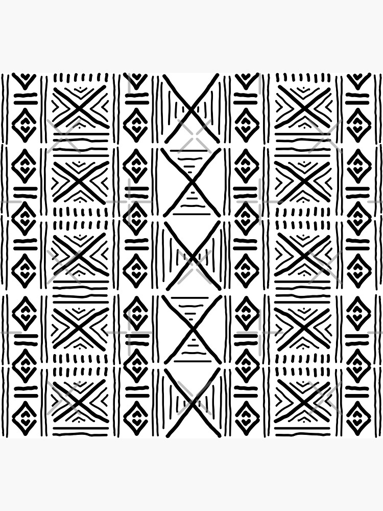 "Traditional Black and White Bogolan Mud-cloth Fabric Print (White ...
