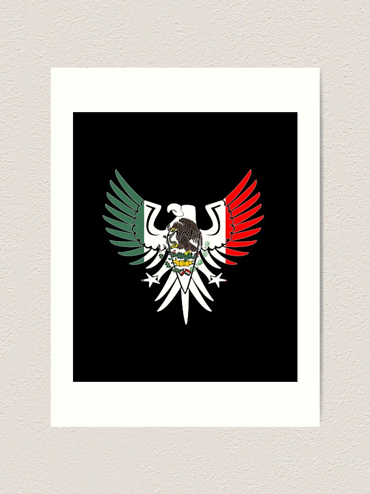 " Eagle Mexican Design With Mexican Flag Design For Mexican Pride Clear OUtline" Art Print by ...