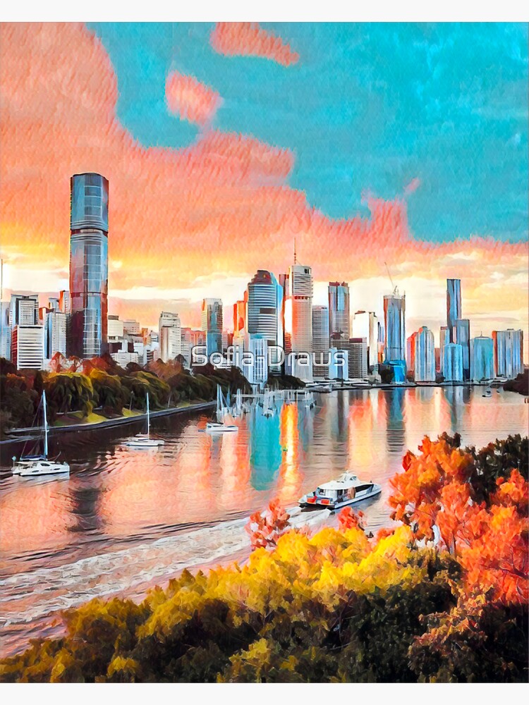 "Brisbane" Sticker for Sale by Sofia-Draws | Redbubble