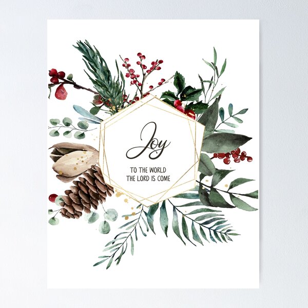 "Joy To The World, Christmas Wall Art, Christian Home Decor, Watercolor ...
