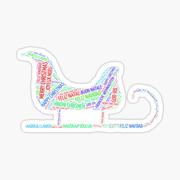 "Cloud Word Sleigh- Santa's Sleigh- Christmas Word Design" Sticker for ...
