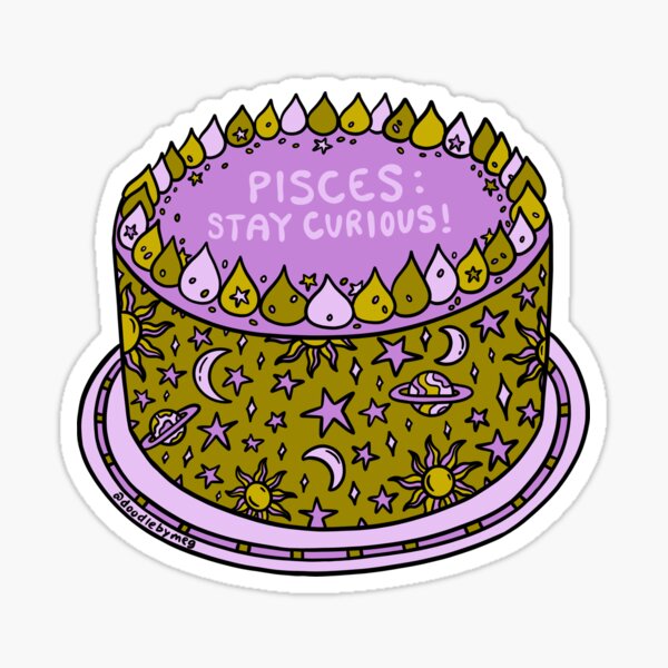 "Pisces Cake" Sticker for Sale by doodlebymeg | Redbubble