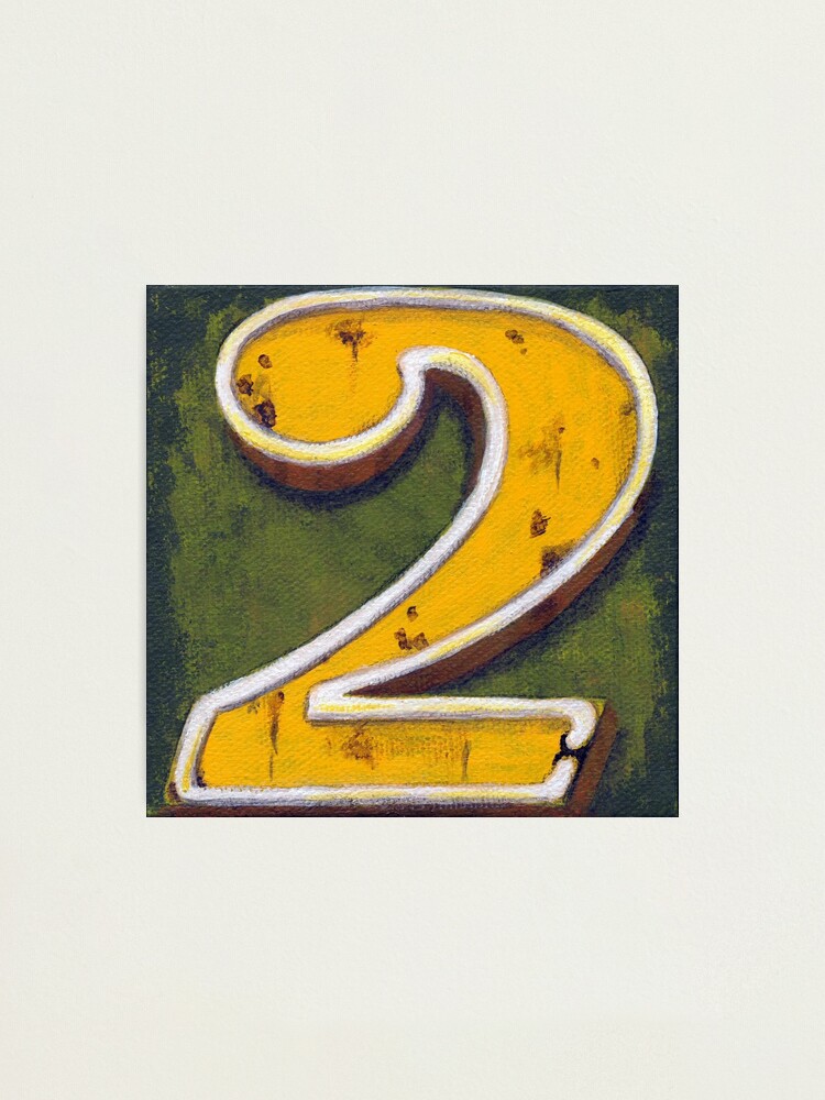 Lámina fotográfica «El número 2: estilo de letrero de neón angustiado ...