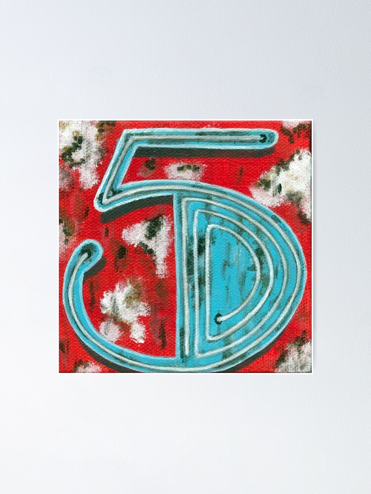 "The Number 5 - Distressed Neon Sign Style" Poster by OttingerART ...