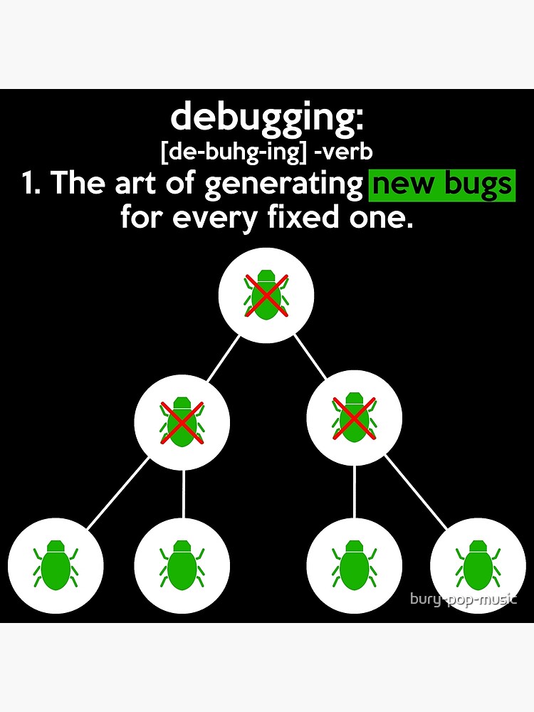 "Debugging funny meme design" Poster for Sale by bury-pop-music | Redbubble
