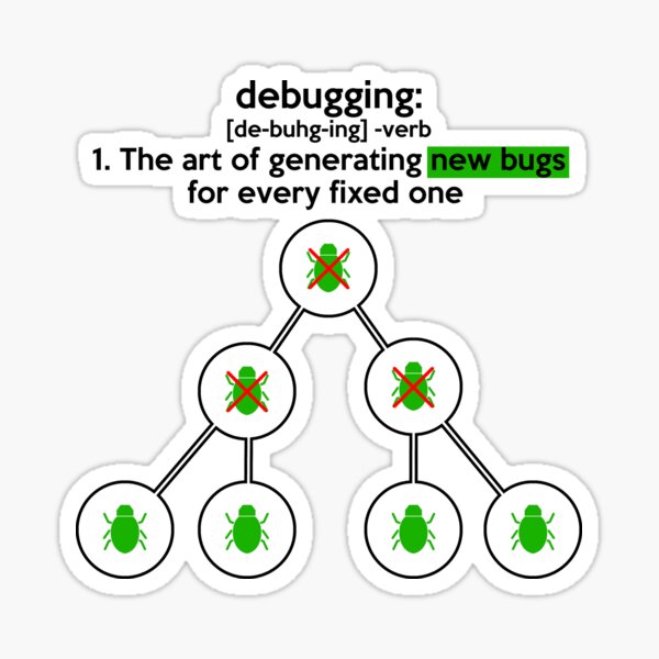 "Debugging funny meme design" Sticker for Sale by bury-pop-music ...