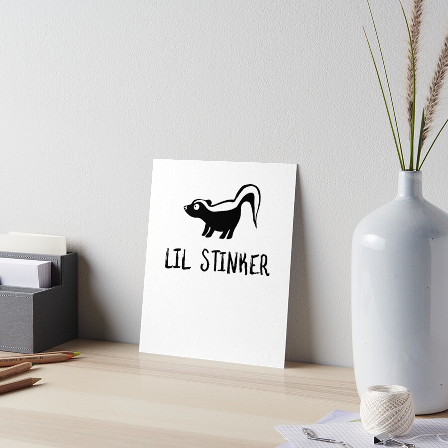 "Lil Stinker for Skunk Lovers, Black" Art Board Print for Sale by Mochi ...