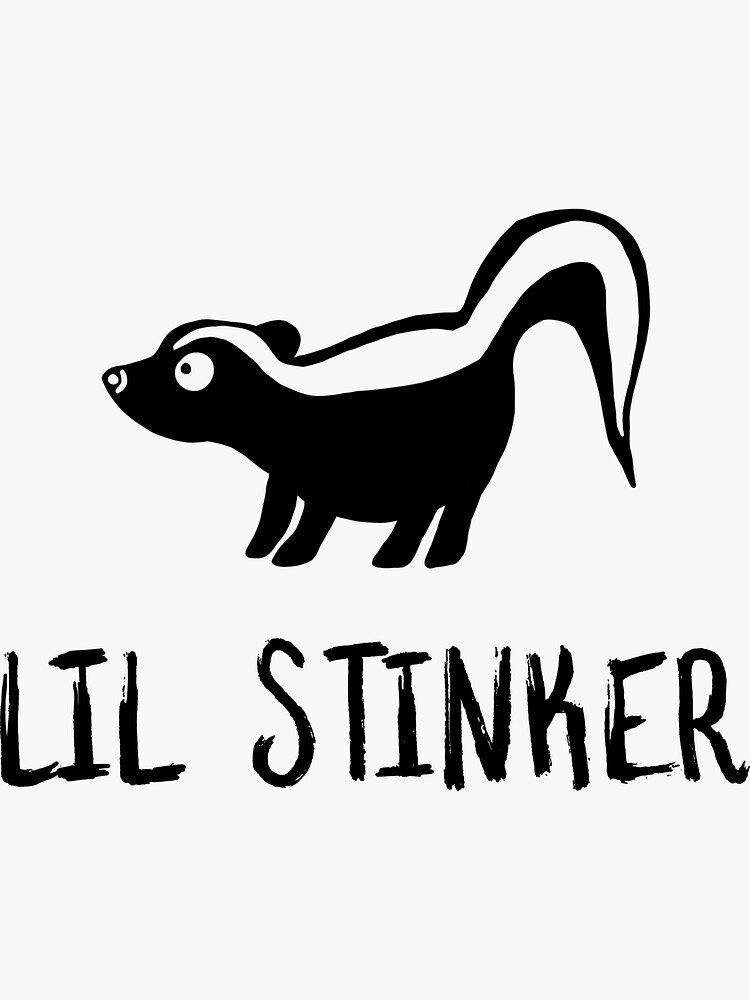 "Lil Stinker for Skunk Lovers, Black" Sticker for Sale by Mochi-Merch ...