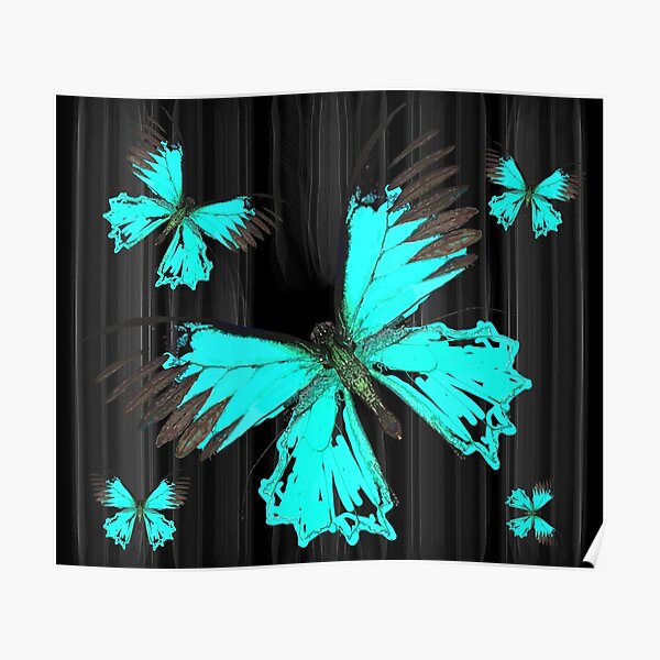 "Deconstructed Ulysses Butterflies On Black" Poster for Sale by ...