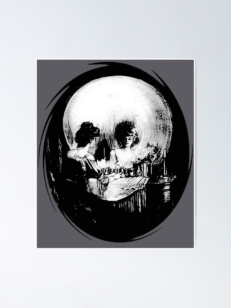 "Existential Dread Op Art Woman and Skull Reflection " Poster by taiche ...