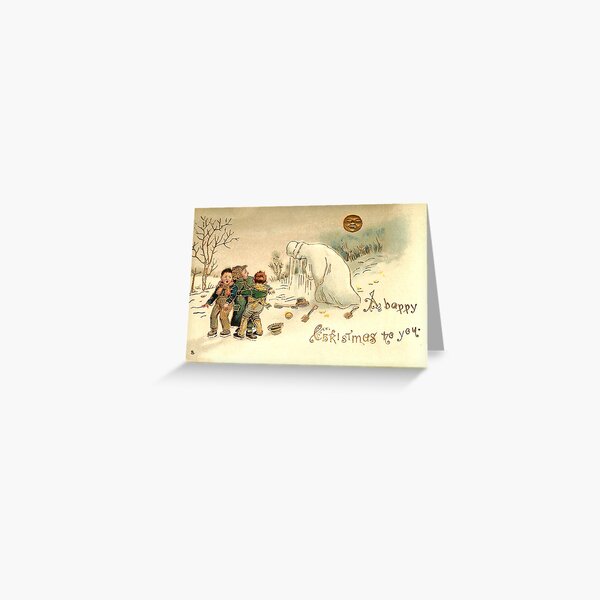 "Creepy Victorian Christmas Card - Miserable Snowman" Greeting Card for ...