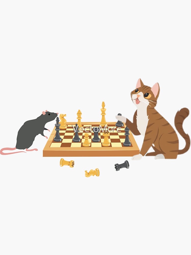 "Cat and Rat Playing Chess" Sticker for Sale by VectoMore | Redbubble
