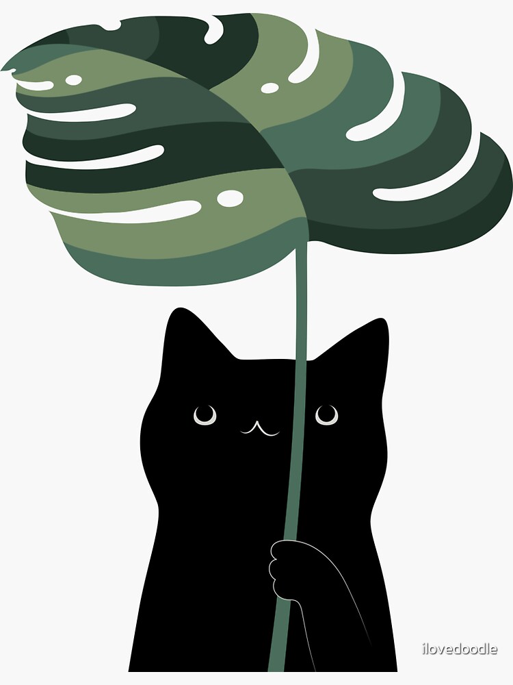 "Cat and Plant 16" Sticker for Sale by ilovedoodle | Redbubble