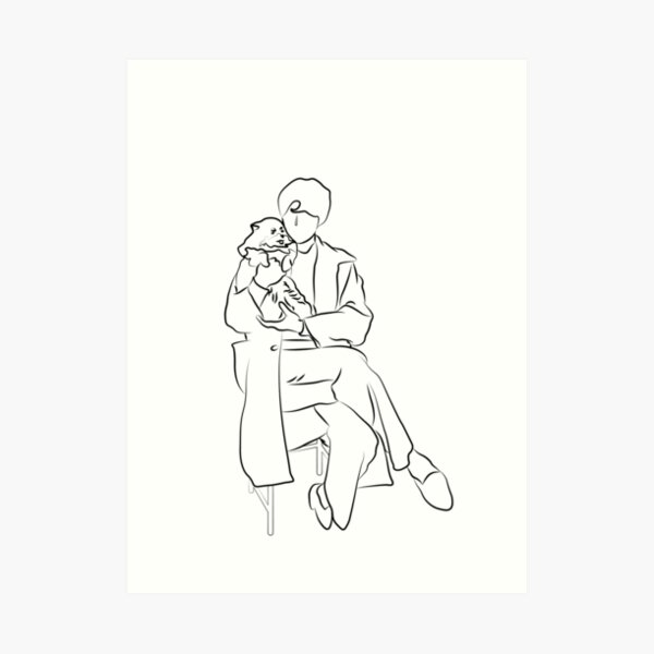 "BTS V Hugging Yeontan -Line Art ver. " Art Print for Sale by ...
