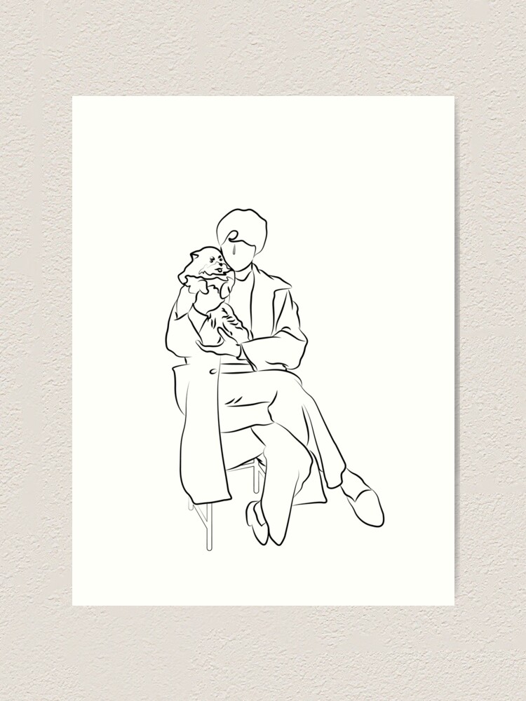 "BTS V Hugging Yeontan -Line Art ver. " Art Print for Sale by ...