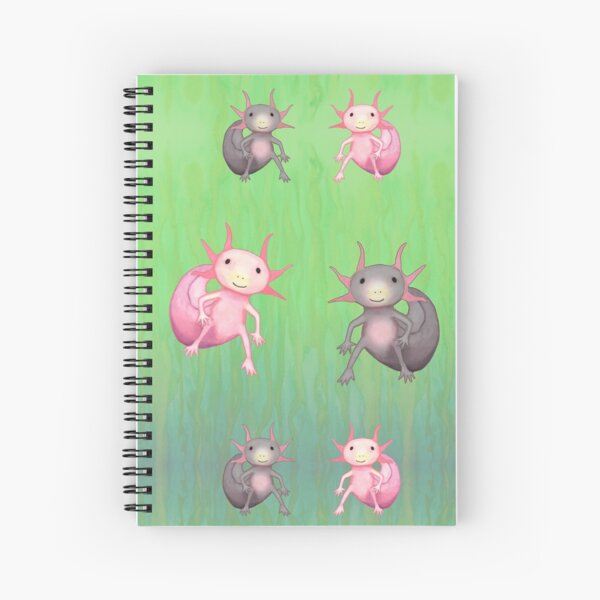 "Cute Pair of Salamanders, Pink and Black Axolotl Salamanders" Spiral ...