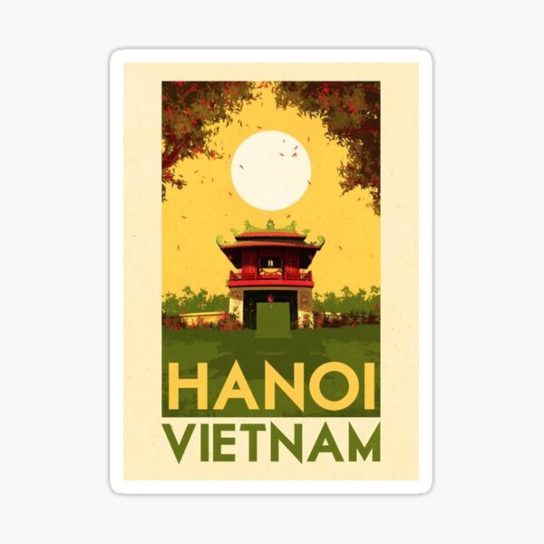 "Vietnam Hanoi Travel Poster" Sticker by Vintage-Travler | Redbubble