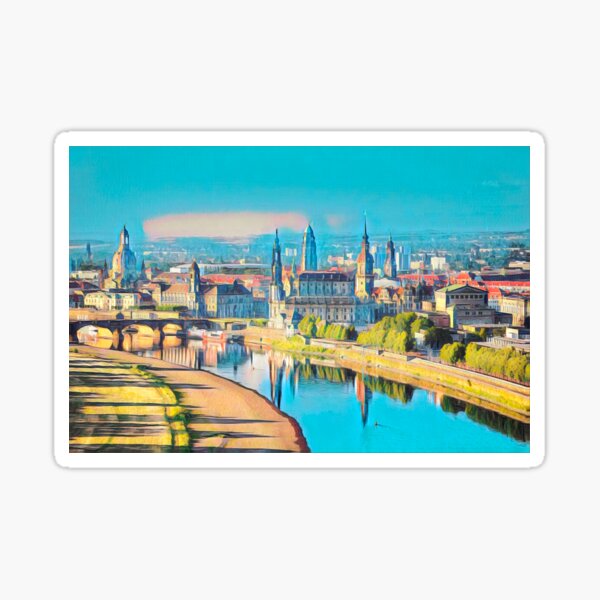 "Dresden Cityscape" Sticker for Sale by Sofia-Draws | Redbubble