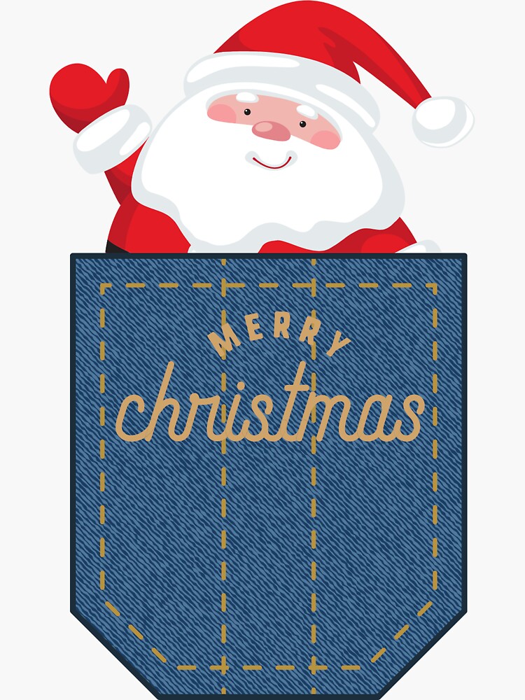 "Santa in pocket" Sticker for Sale by Haepie-Designs | Redbubble