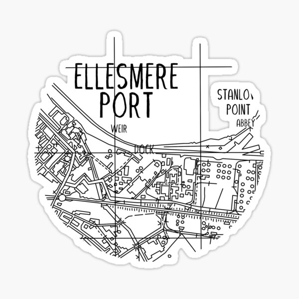 "Ellesmere Port Map (B&W)" Sticker for Sale by edajylix | Redbubble