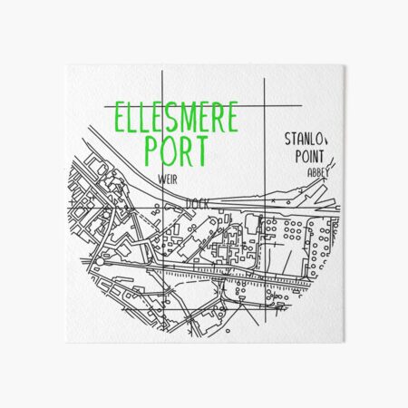 "Ellesmere Port Map (Green & White)" Art Board Print by edajylix ...