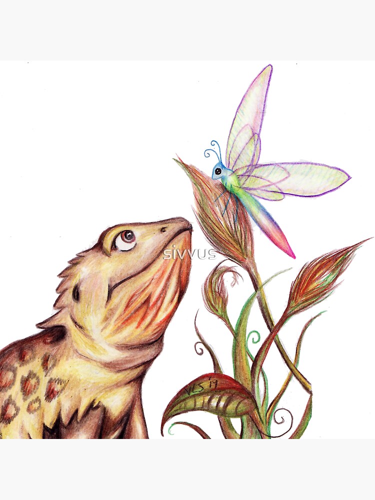 "Bearded Dragon and Dragonfly" Sticker by sivvus | Redbubble