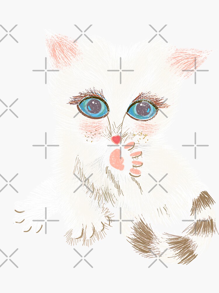 "Cute lovely Blue Eye White Furry Cat Kitten Saying Hello Greeting ...