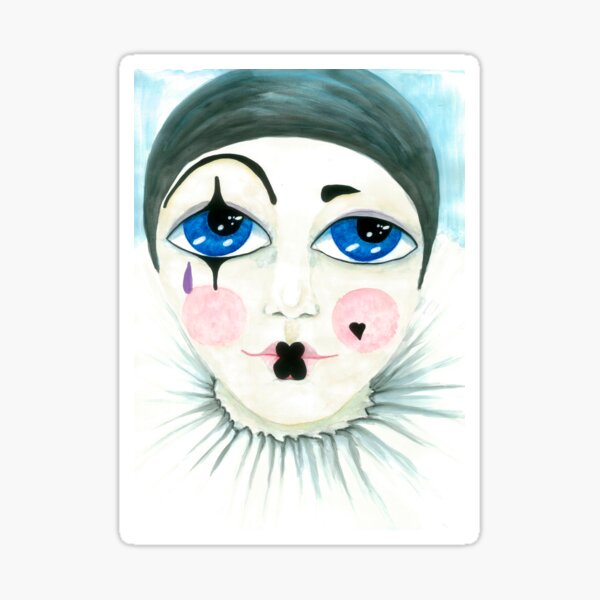 "Pierrot" Sticker for Sale by kiznanska | Redbubble