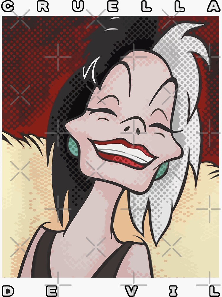"Cruella " Sticker for Sale by TBFdesign | Redbubble