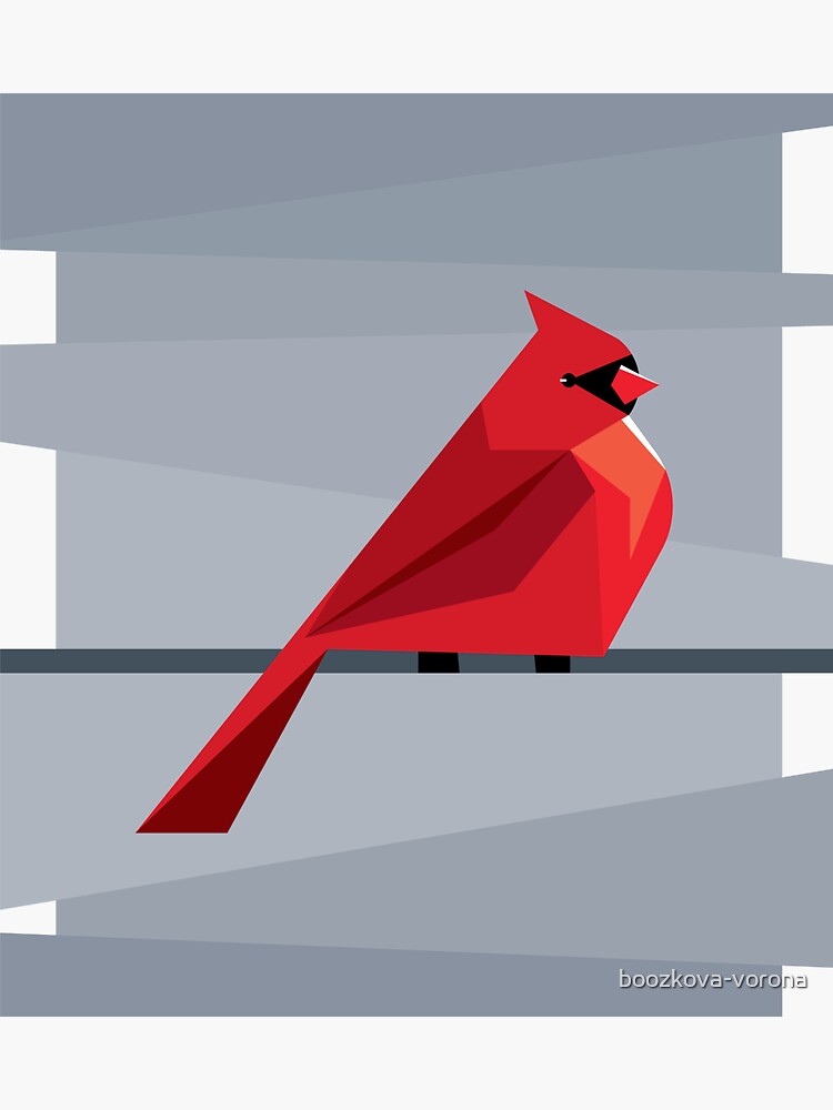"Red cardinal geometrical art" Sticker for Sale by boozkova-vorona ...