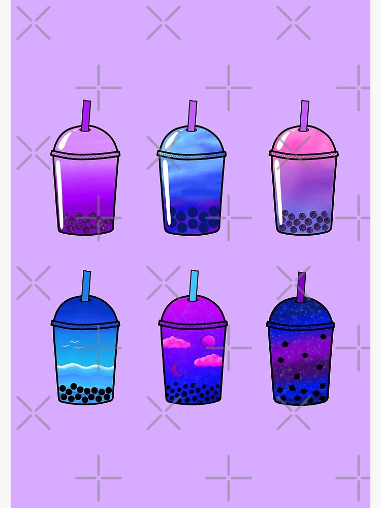 "6 Piece Pink Purple Blue Aesthetic Boba Bubble Tea Drink Pack" Spiral ...