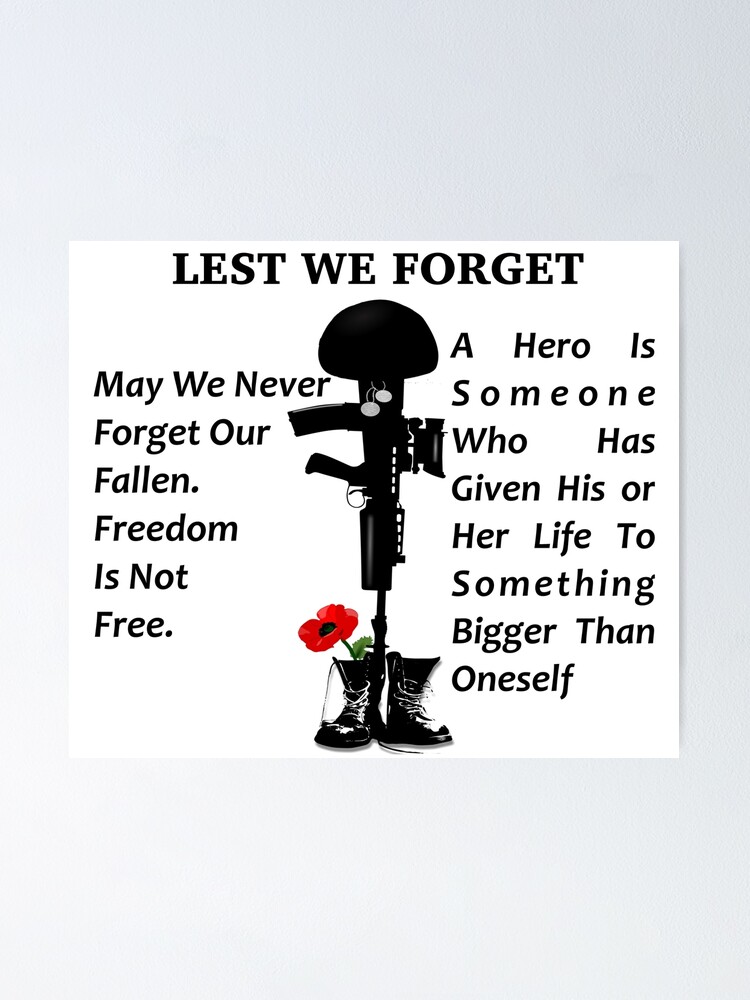 "LEST WE FORGET" Poster for Sale by Artgonzo | Redbubble