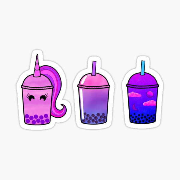 "3 Piece Pink Aesthetic Boba Bubble Tea Drink Pack" Sticker for Sale by ...
