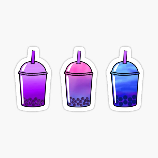 "3 Piece Pink Purple Blue Aesthetic Boba Bubble Tea Drink Pack" Sticker ...