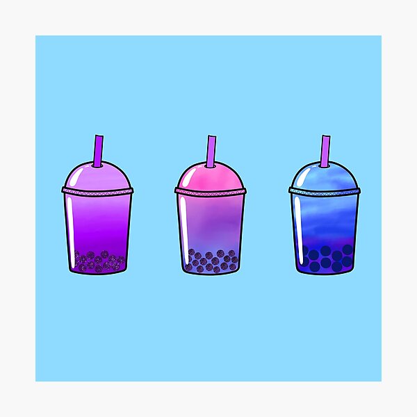 "3 Piece Pink Purple Blue Aesthetic Boba Bubble Tea Drink Pack ...