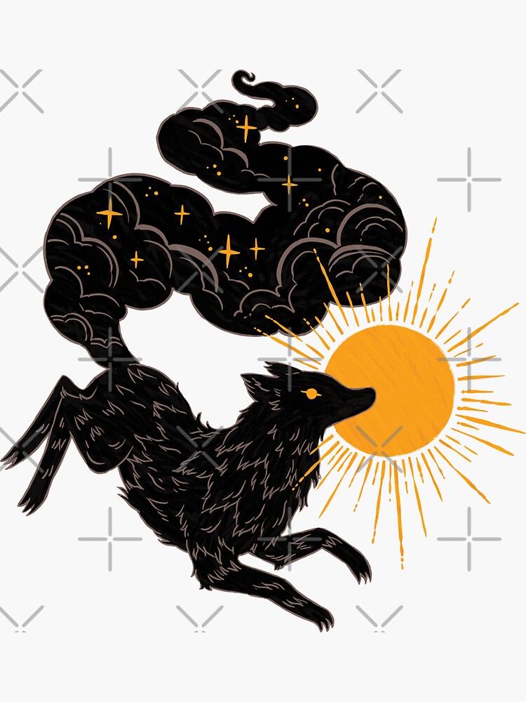 "Black Wolf Eclipse " Sticker for Sale by michelledraws | Redbubble