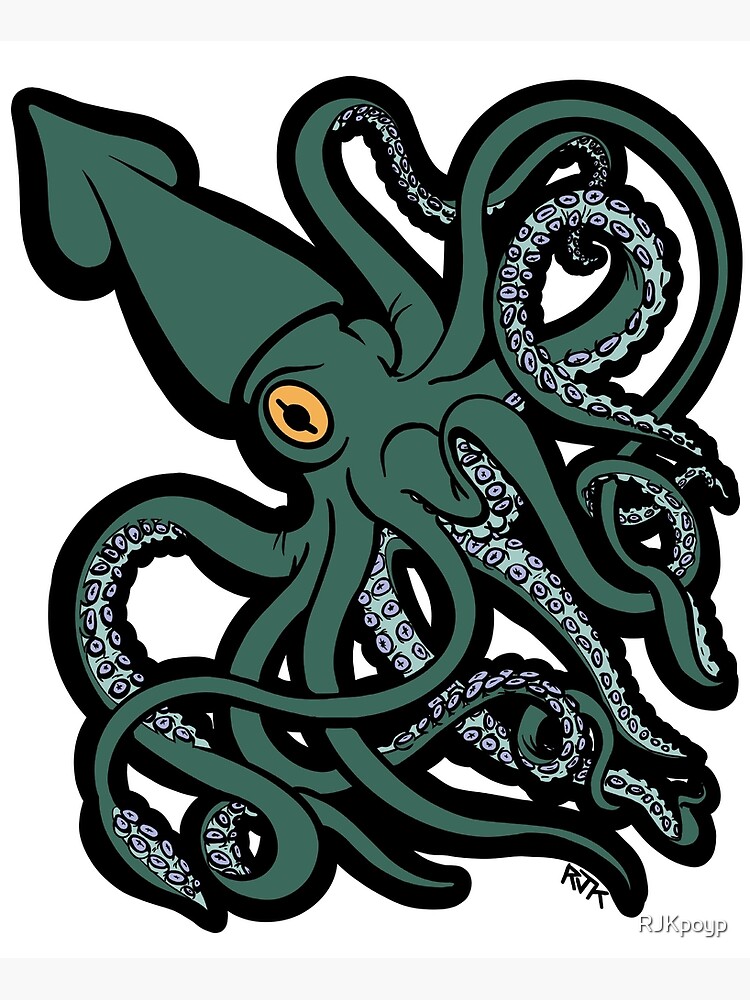 "Green Giant Squid Architeuthis flat color" Photographic Print by ...