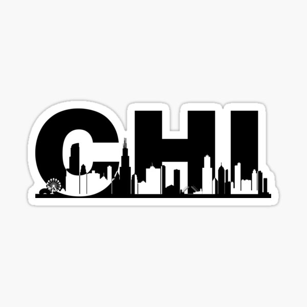 "Chicago CHI Skyline Landmark" Sticker for Sale by PrintNJoy | Redbubble