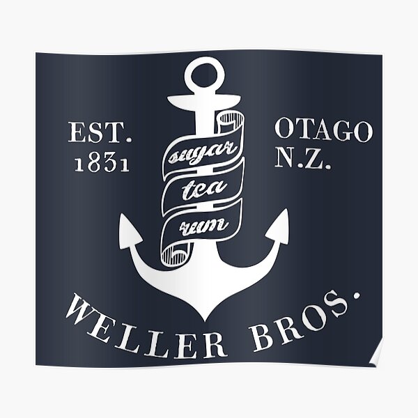 "Weller Bros: Wellerman sea shanty logo (white text)" Poster by Ofeefee ...