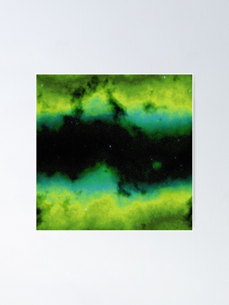 "Lime Green and Blue Galaxy Exploration Nebula Gas Cloud Art" Poster ...