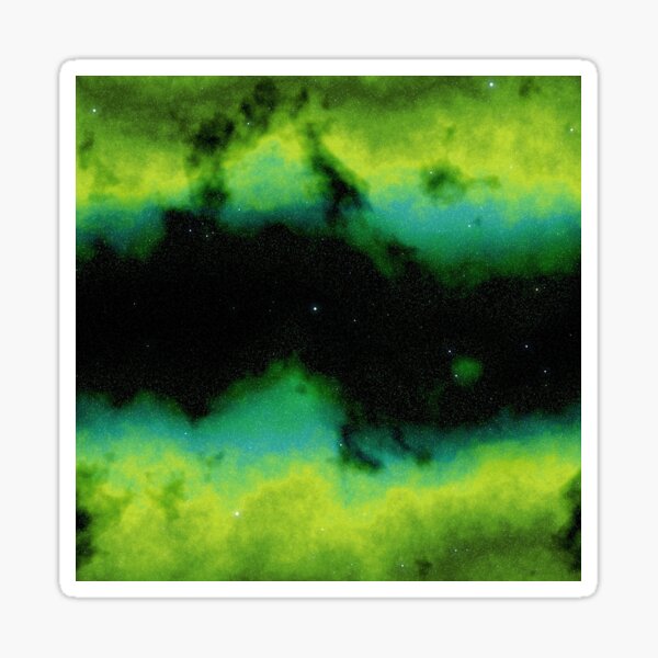 "Lime Green and Blue Galaxy Exploration Nebula Gas Cloud Art" Sticker ...