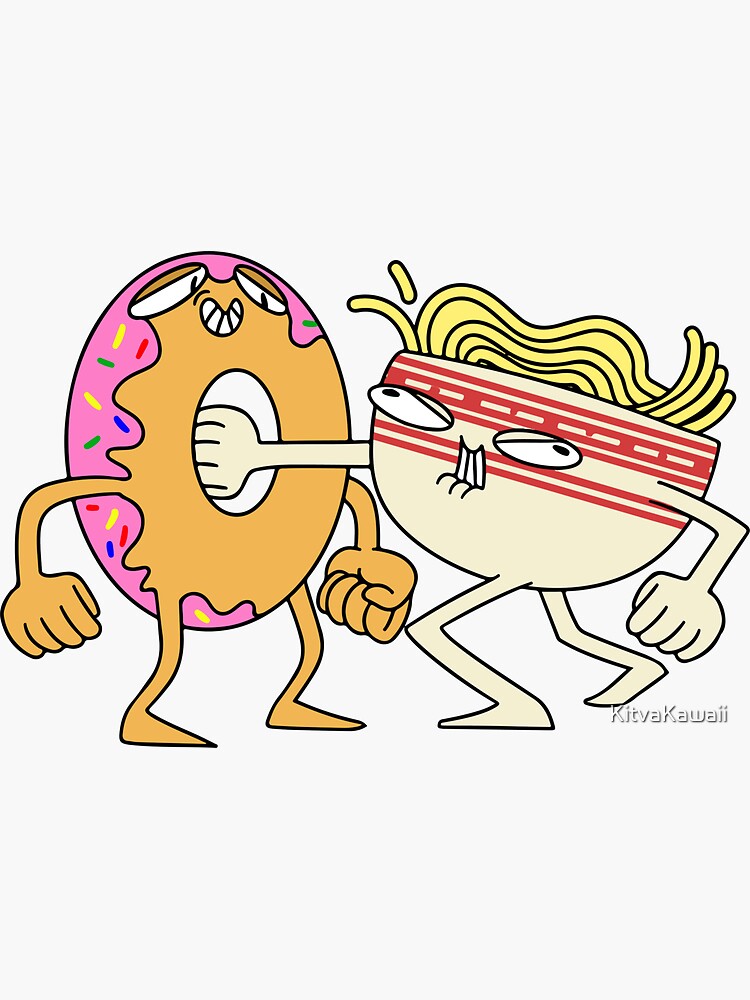 Pegatina «Fighting Ramen and Donut - Anime Manga inspirada en el arte ...