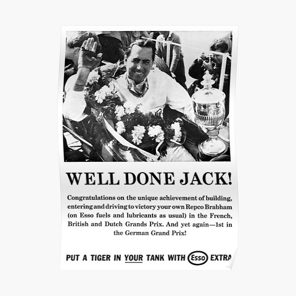 "Vintage Esso advert featuring Jack Brabham, racing driver" Poster for ...