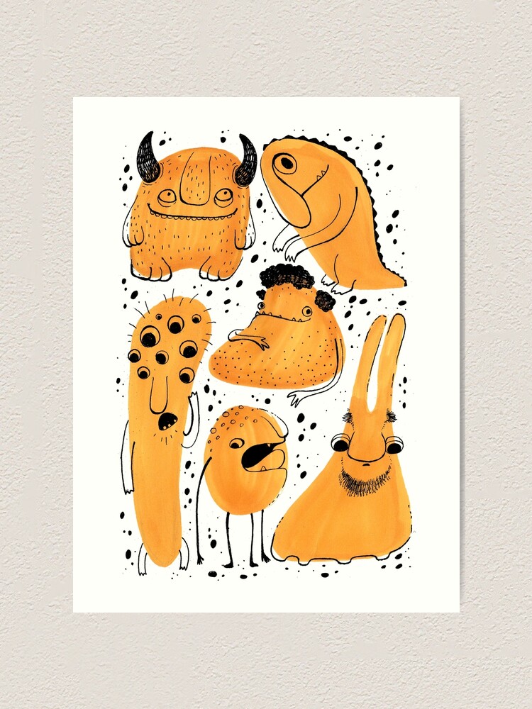 "Orange monsters" Art Print for Sale by boozkova-vorona | Redbubble